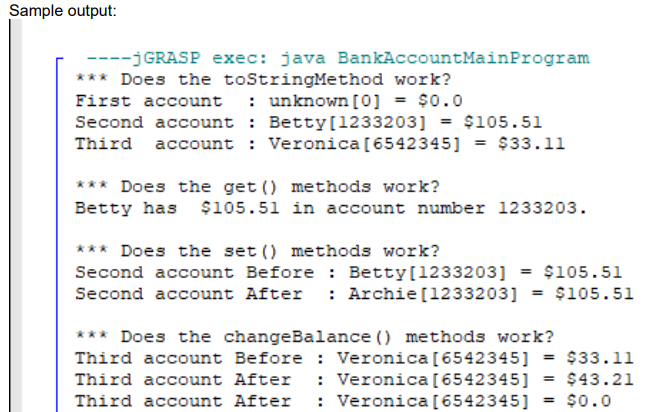 Solved /* Use the class to test object* should not change | Chegg.com