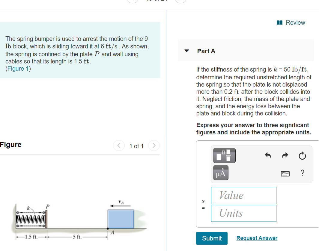 Solved Review The spring bumper is used to arrest the motion | Chegg.com
