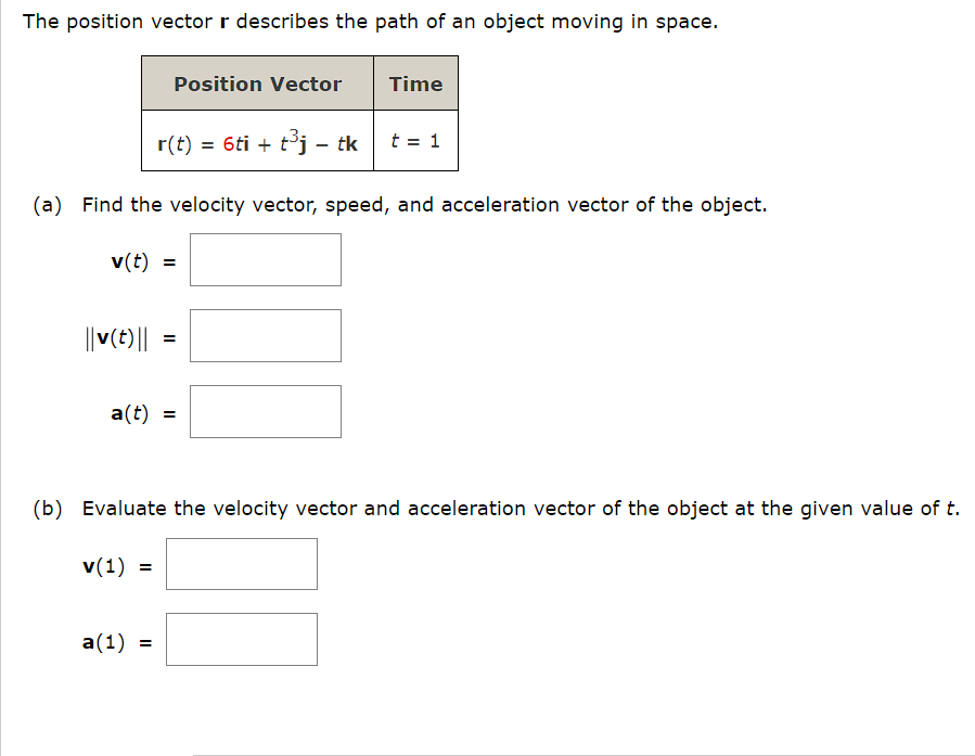 Solved The position vector r ﻿describes the path of an | Chegg.com