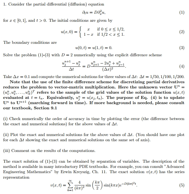 1 Consider The Partial Differential Diffusion