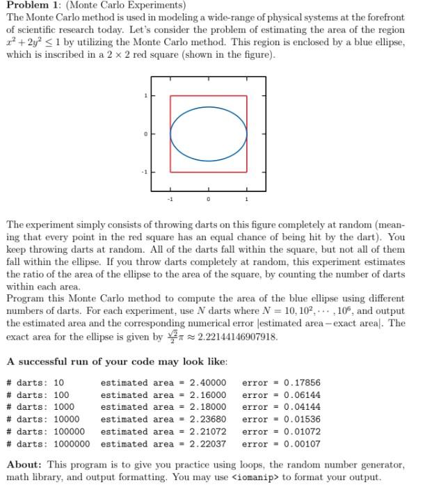 Solved Problem 1: (Monte Carlo Experiments) The Monte Carlo | Chegg.com