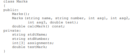 Solved Implement the member function calcMark() for the | Chegg.com