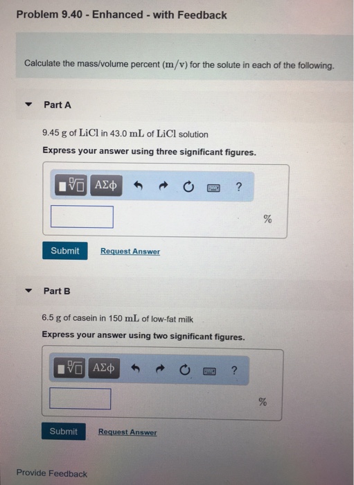 Solved Calculate the mass/volume for the solute in each of | Chegg.com