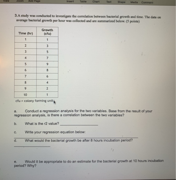 Solved View Zoom Add Page Insert Table Chart Text Shape | Chegg.com