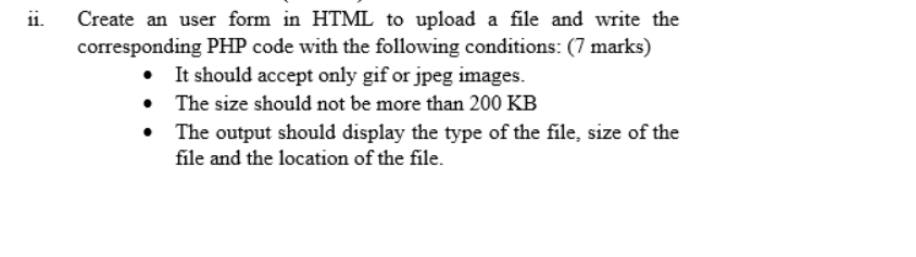 Solved ii. Create an user form in HTML to upload a file and | Chegg.com