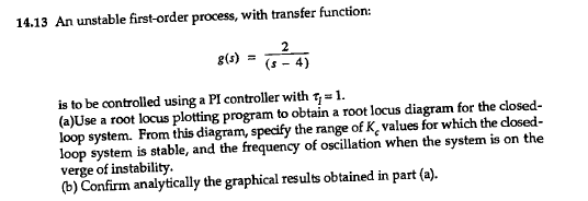 Solved 14.13 An unstable first-order process, with transfer | Chegg.com