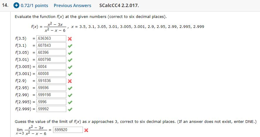 Solved 14. 0.72/1 points Previous Answers ScalcCC4 2.2.017. | Chegg.com Solved 14. 0.72/1 points Previous Answers ScalcCC4 2.2.017. | Chegg.com