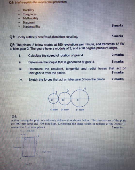 Solved Q1: Briefly explain the mechanical properties: - | Chegg.com