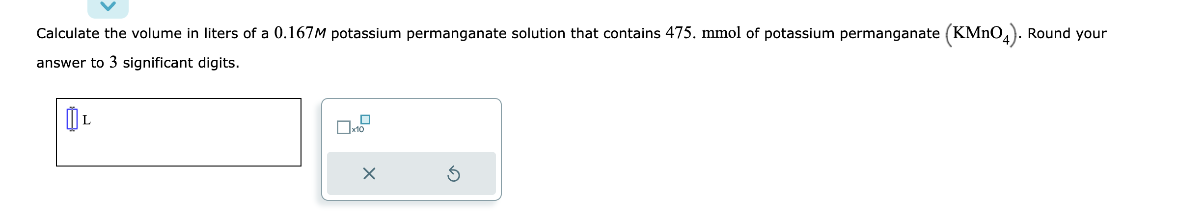 Solved Calculate the volume in liters of a 0.167M potassium | Chegg.com