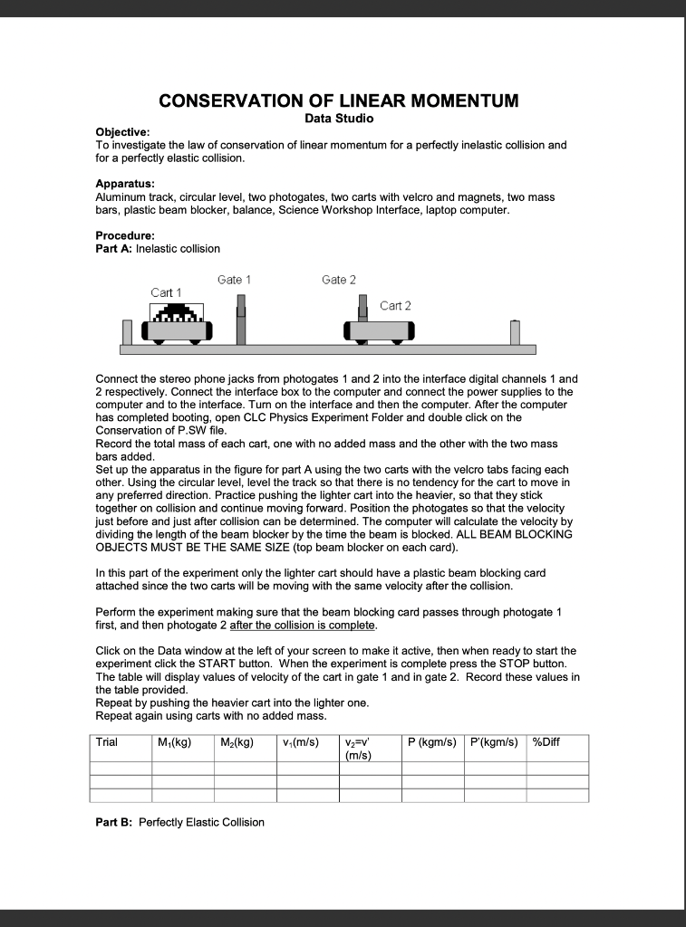 Solved CONSERVATION OF LINEAR MOMENTUM Data Studio | Chegg.com