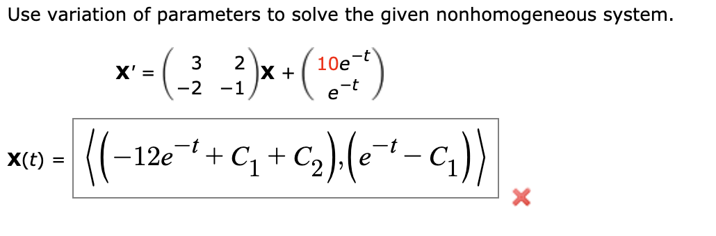 Solved Use variation of parameters to solve the given | Chegg.com