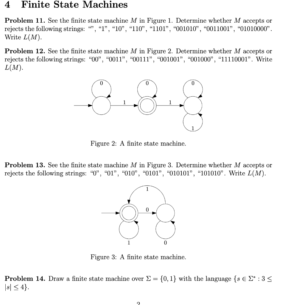 Solved Finite State Machines 4 Problem 11. See the finite | Chegg.com
