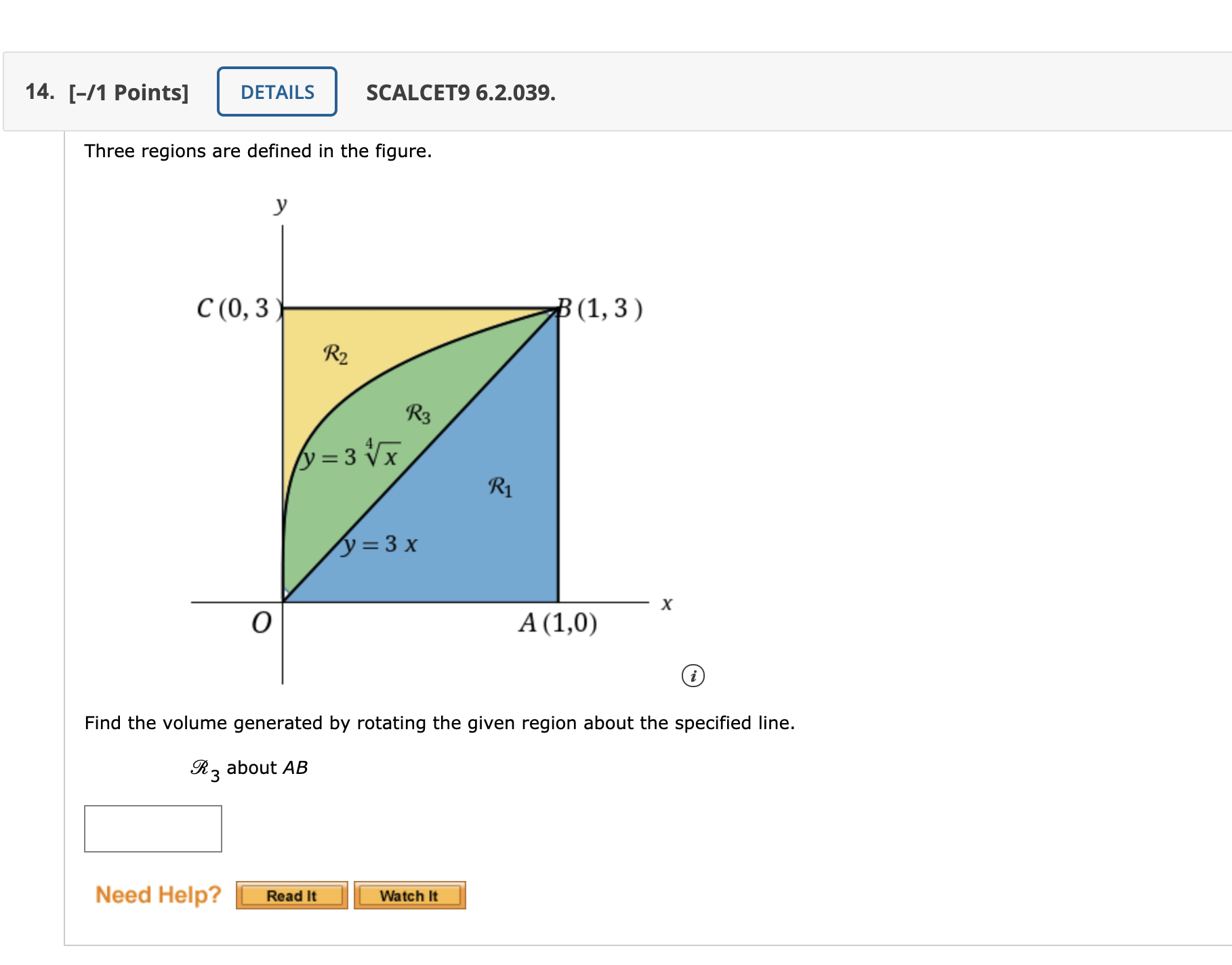 Solved 13. [-/1 Points] DETAILS SCALCET9 6.2.038. Three | Chegg.com