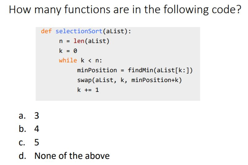 Solved How many functions are in the following code? def | Chegg.com