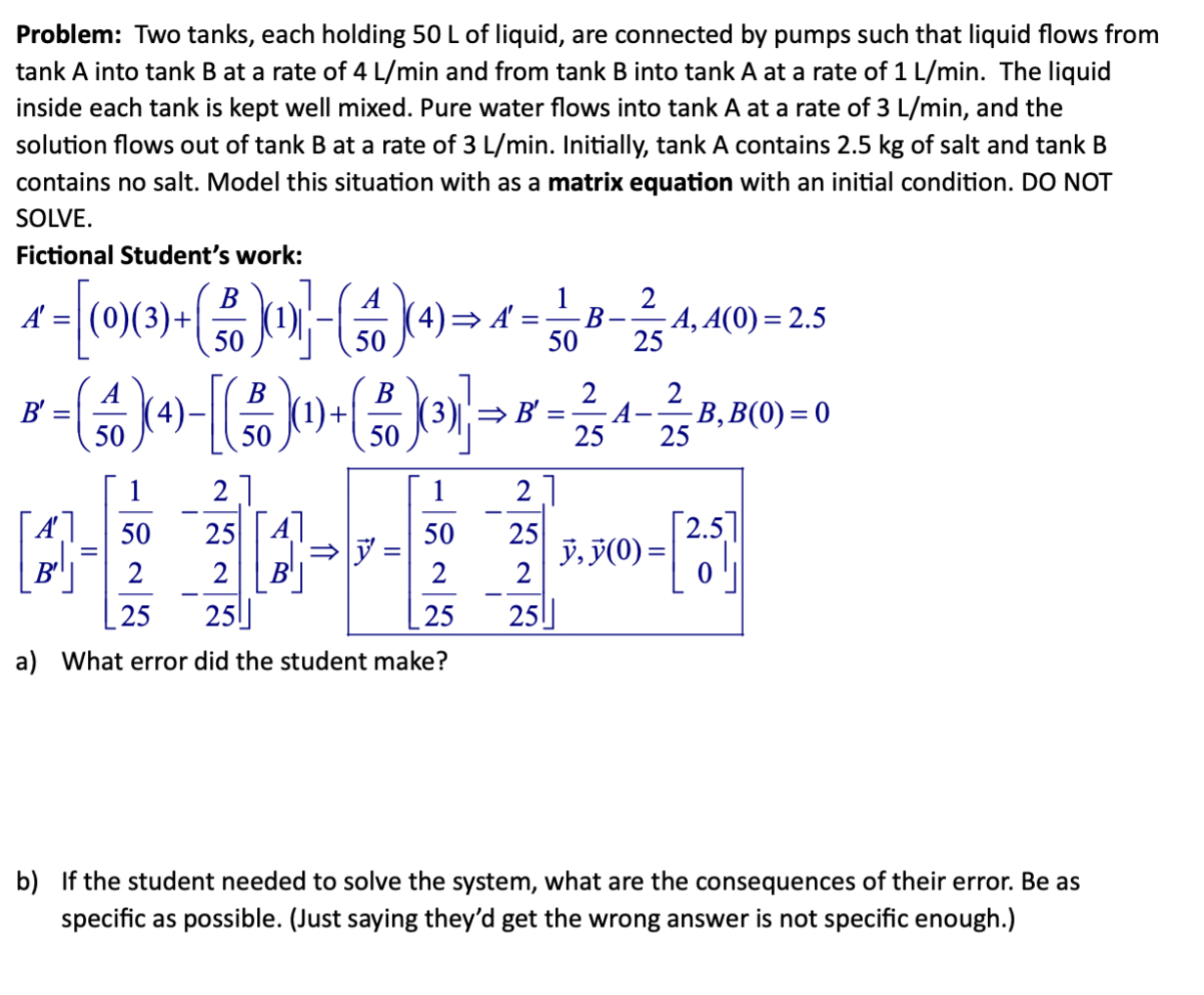 Solved Problem: Two tanks, each holding 50 ﻿L of liquid, are | Chegg.com