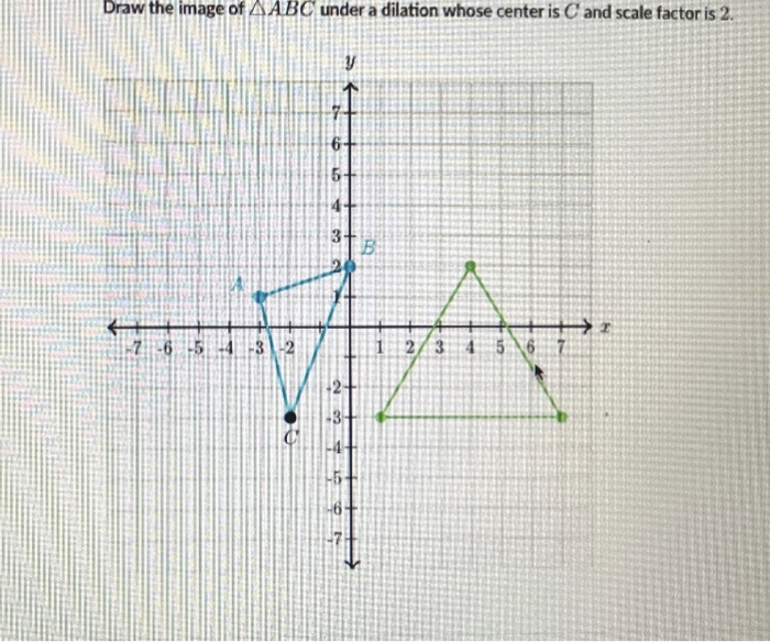 Solved Draw the image of AABC under a dilation whose center | Chegg.com