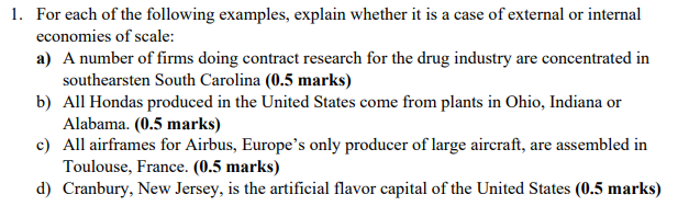 Solved 1. For each of the following examples, explain | Chegg.com