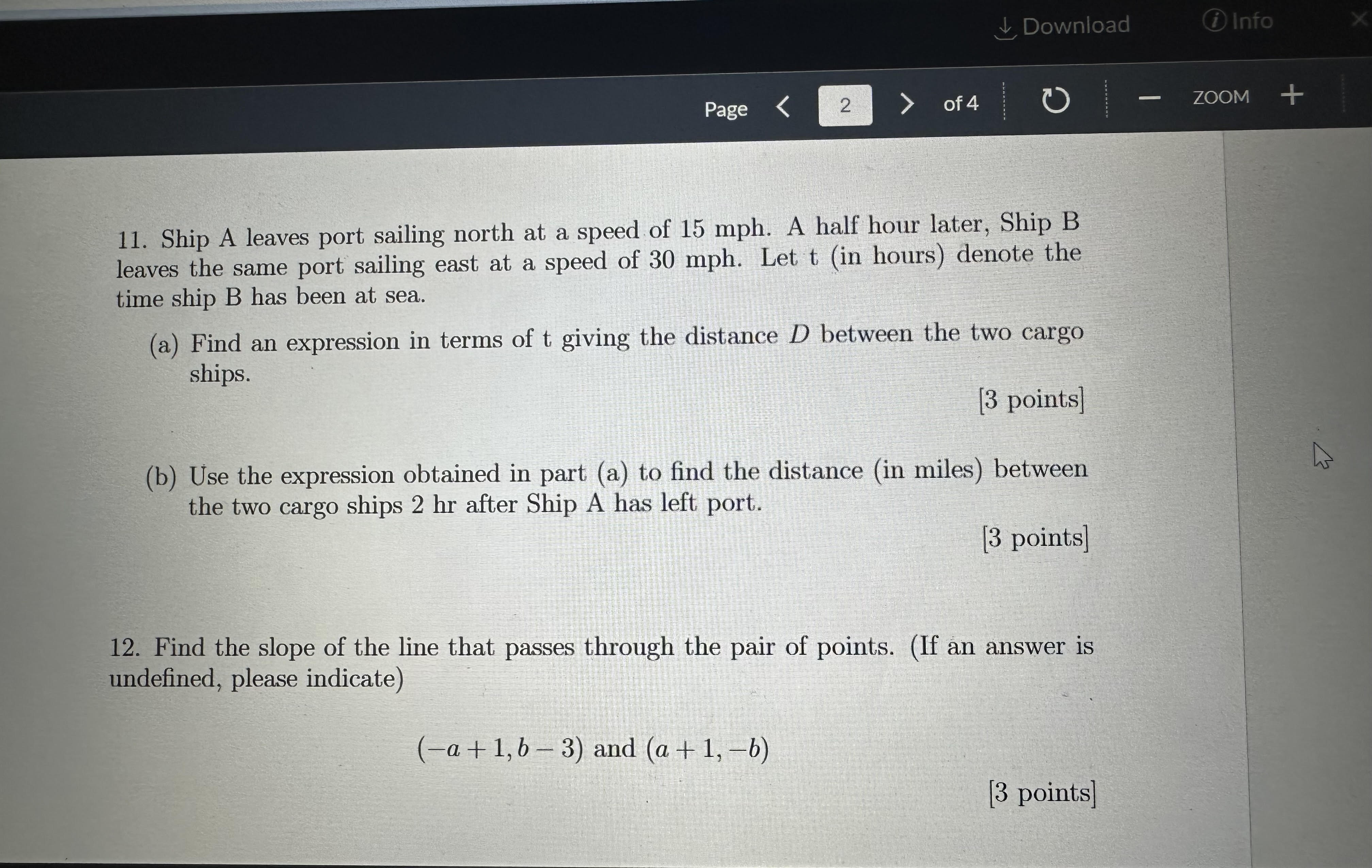 Solved Ship A leaves port sailing north at a speed of 15mph. | Chegg.com