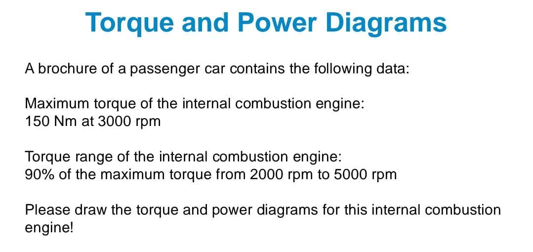 Solved Torque and Power Diagrams A brochure of a passenger | Chegg.com