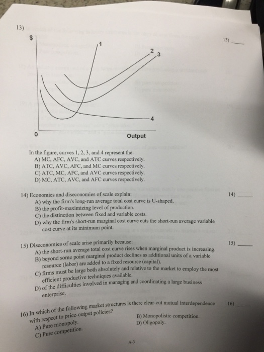 Solved 13) 13) 2 4 0 Output In the figure, curves 1, 2, 3, | Chegg.com