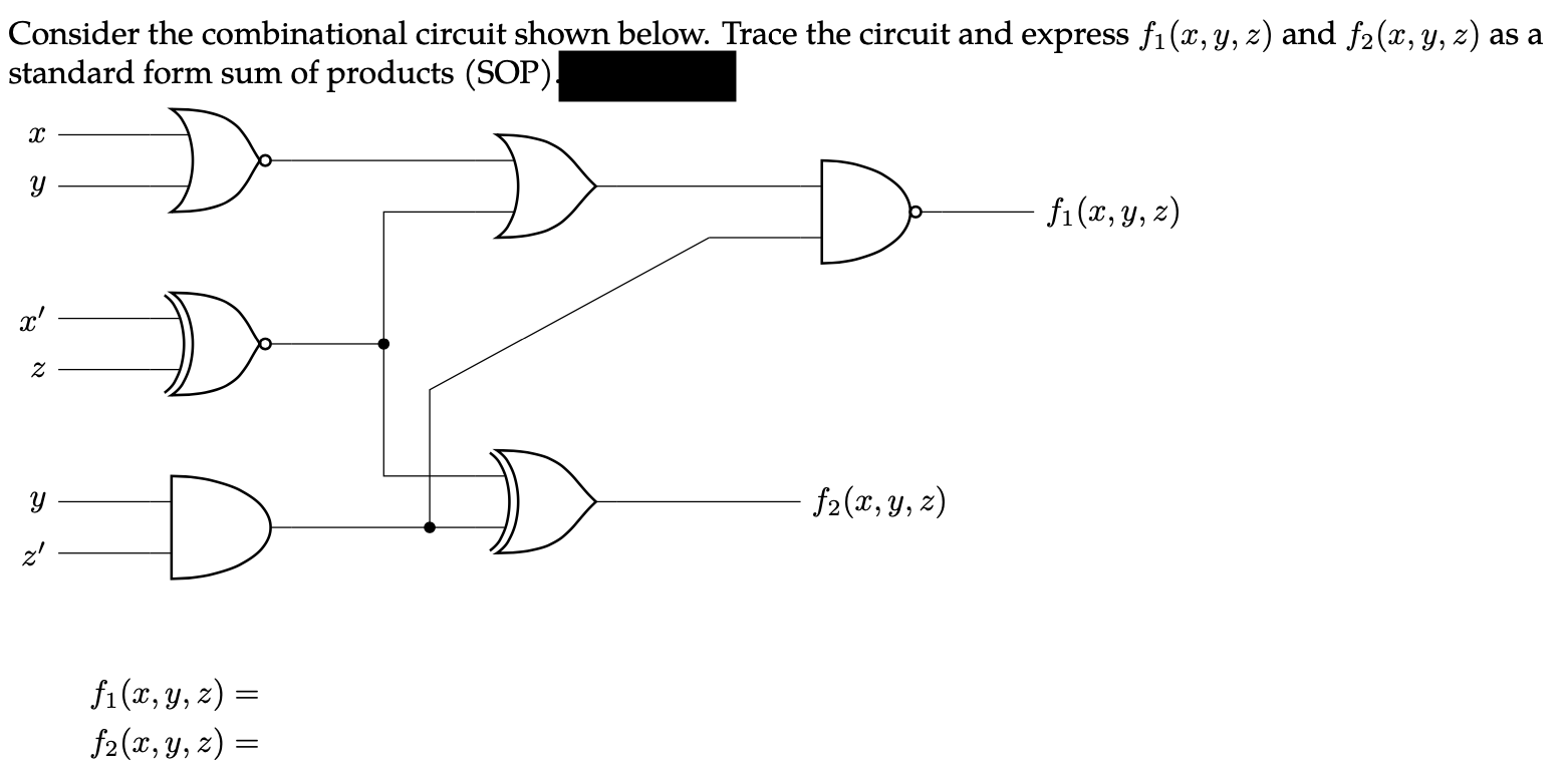 Solved Consider the combinational circuit shown below. Trace | Chegg.com