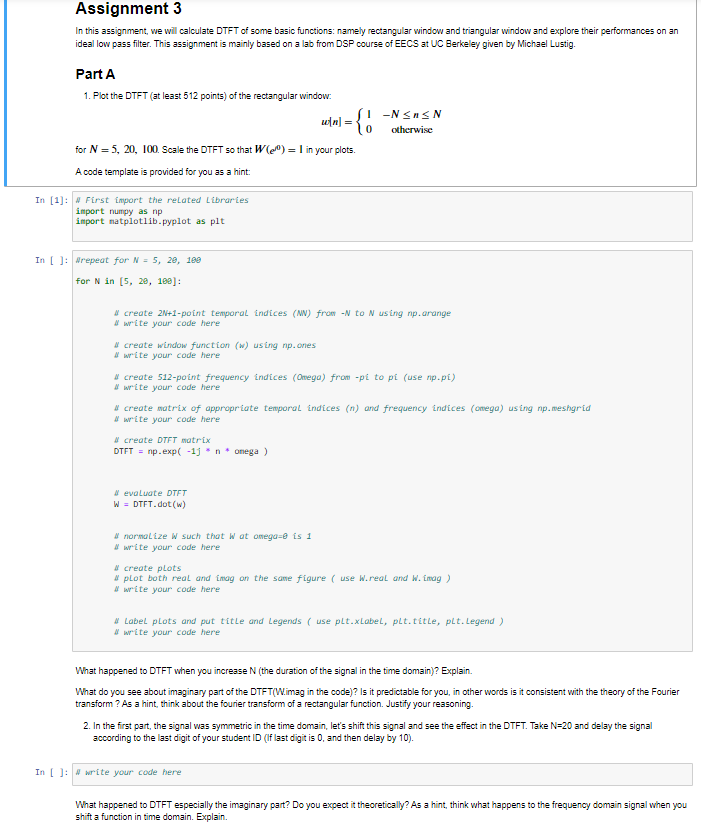 In this assignment, we will calculate DTFT of some | Chegg.com
