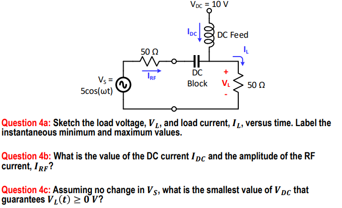 Solved Question 4a: Sketch the load voltage, VL, and load | Chegg.com