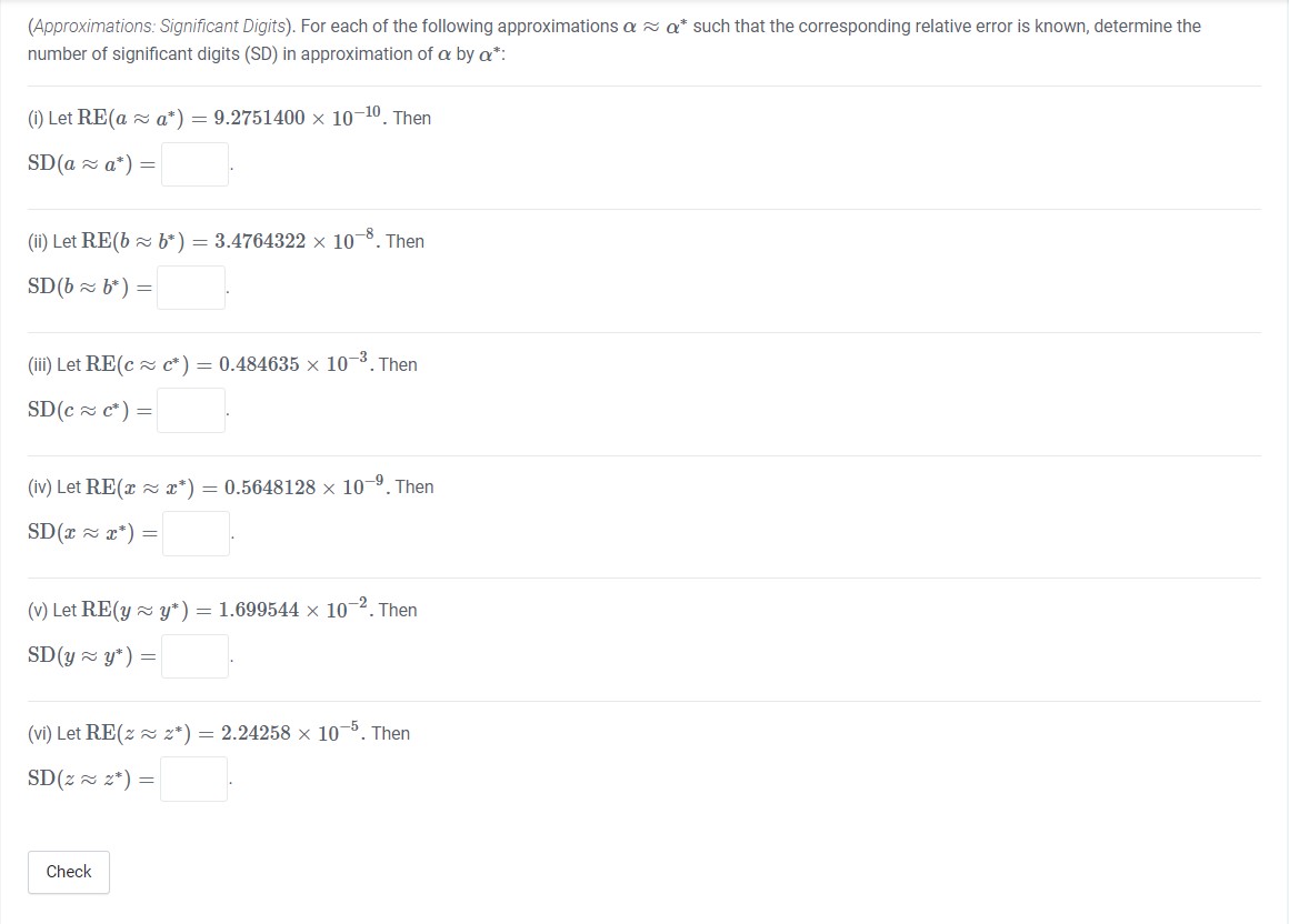 Solved (Approximations: Significant Digits). For each of the | Chegg.com
