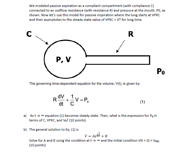 Solved We modeled passive expiration as a compliant | Chegg.com