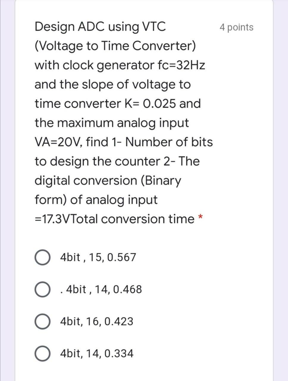 Solved 4 points Design ADC using VTC (Voltage to Time | Chegg.com