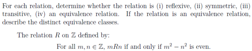 Solved For each relation, determine whether the relation is | Chegg.com
