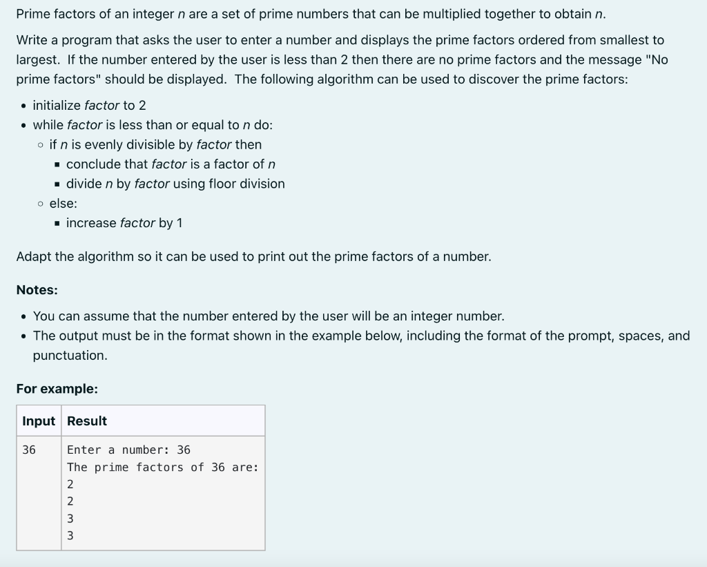 Solved Prime factors of an integer n are a set of prime | Chegg.com