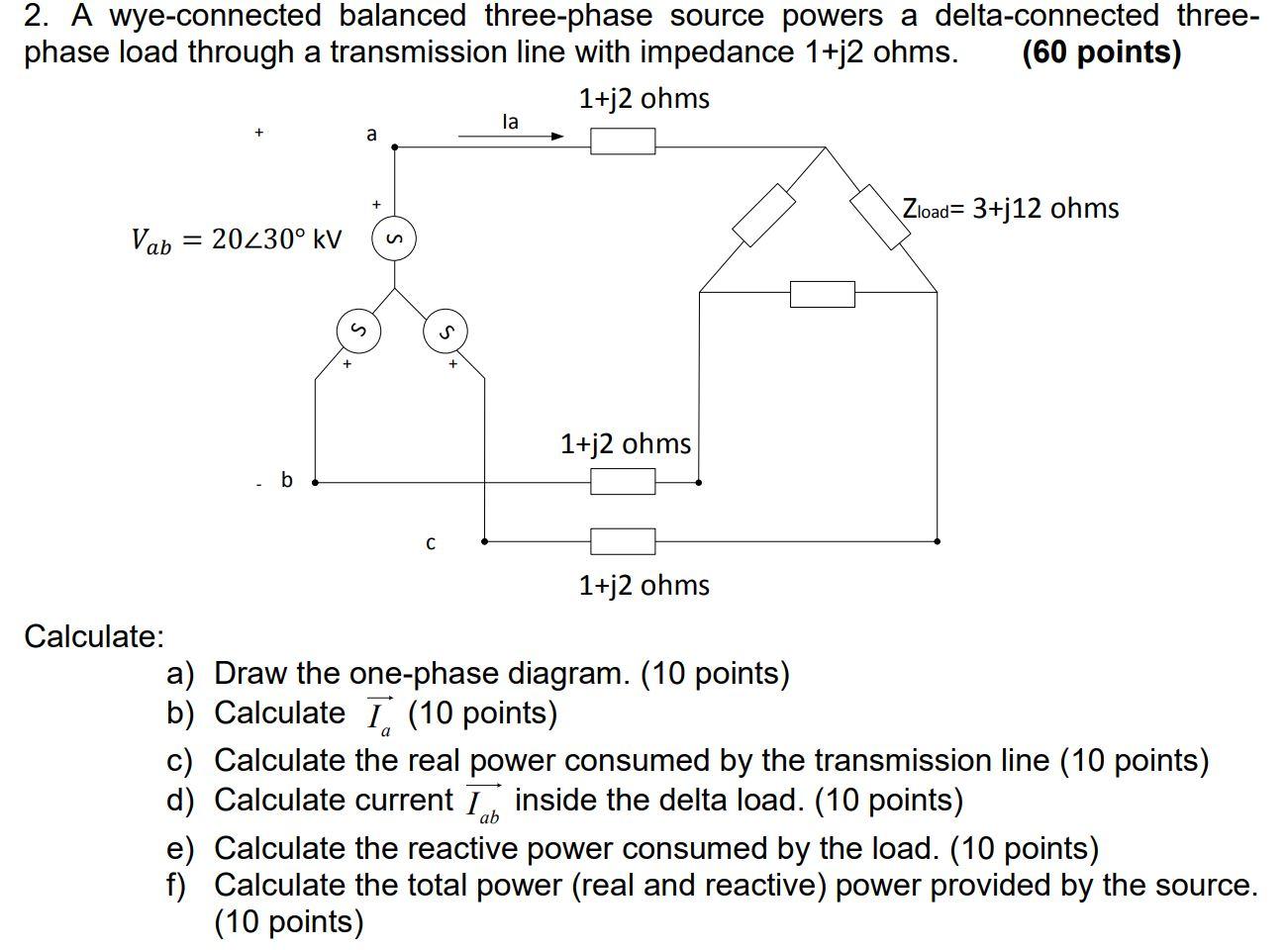 Solved 2. A wye-connected balanced three-phase source powers | Chegg.com