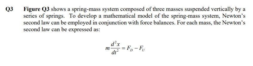 Solved Q3 Figure Q3 shows a spring-mass system composed of | Chegg.com