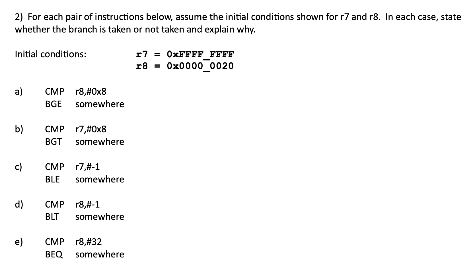 Solved 2) For each pair of instructions below, assume the | Chegg.com