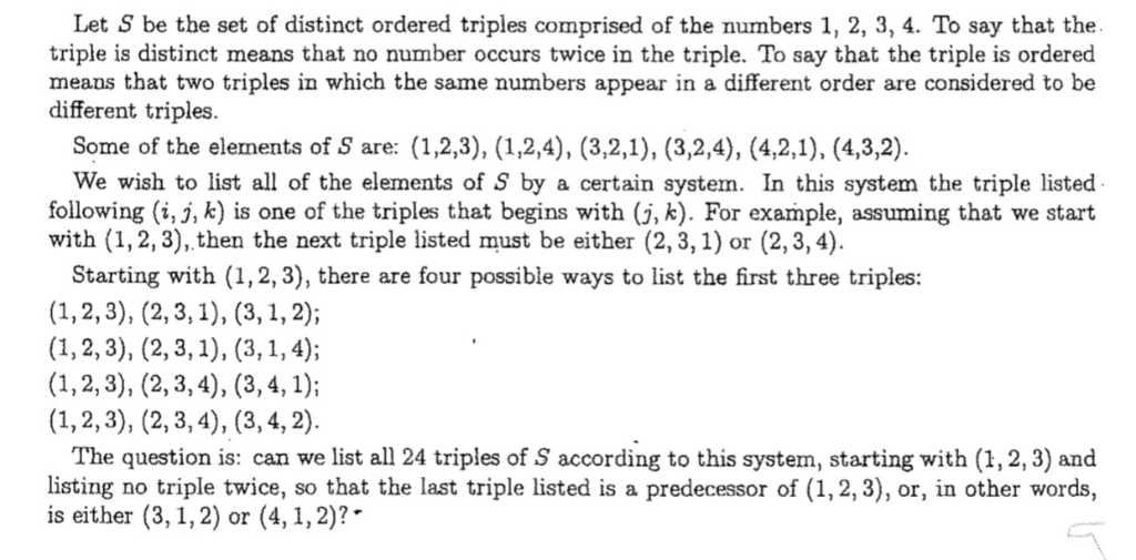 Solved Let S be the set of distinct ordered triples | Chegg.com
