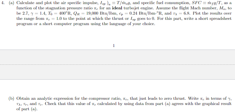 (a) Calculate and plot the air specific impulse, | Chegg.com
