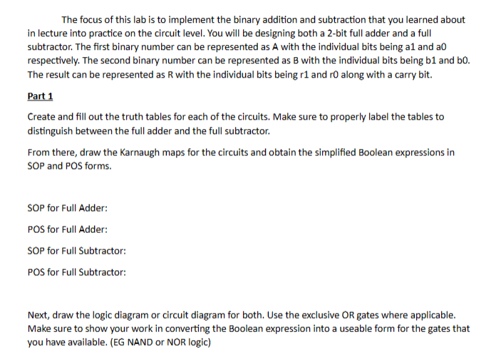 Solved The focus of this lab is to implement the binary | Chegg.com
