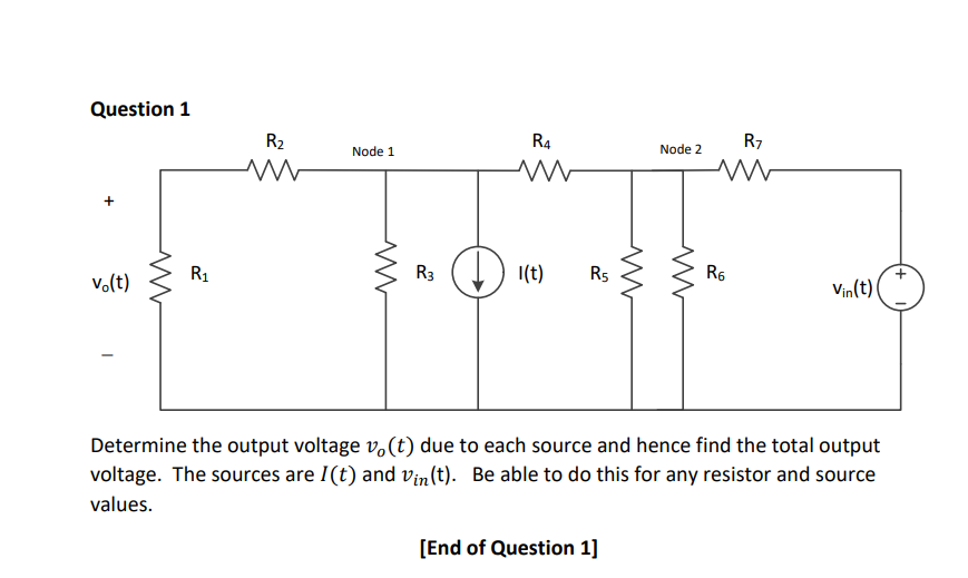 Solved Determine the output voltage vo(t) due to each source | Chegg.com