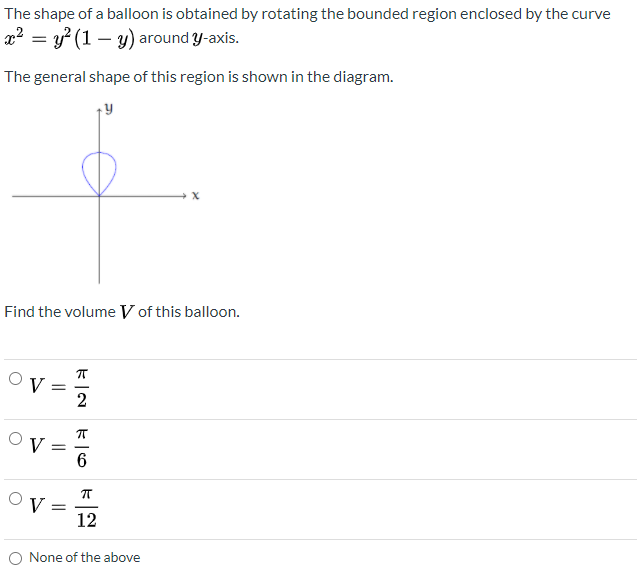 Solved The shape of a balloon is obtained by rotating the | Chegg.com