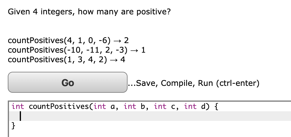 Solved Given 4 integers, how many are positive? | Chegg.com
