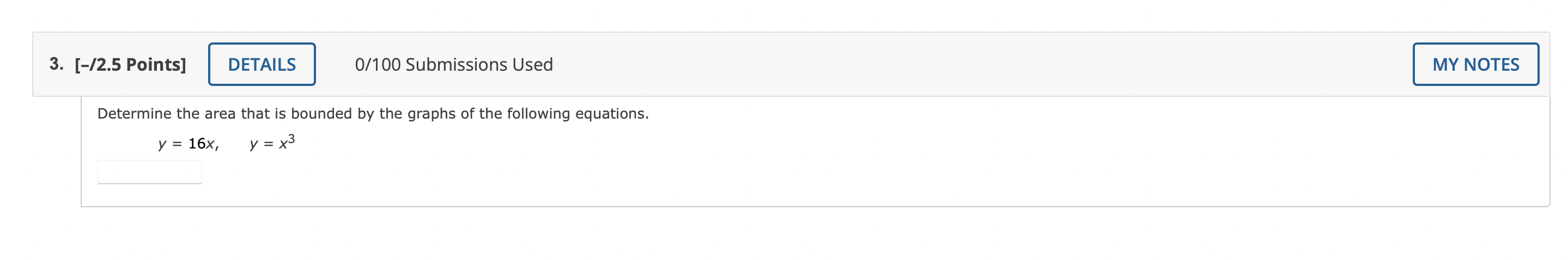 Solved /2.5 Points] 0/100 Submissions Used Determine the | Chegg.com