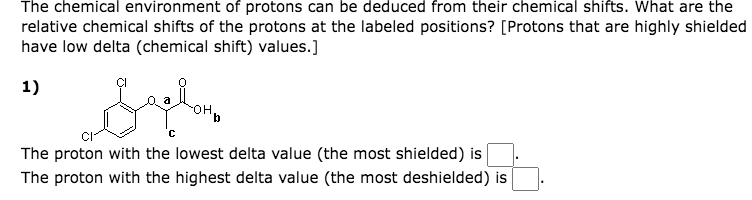 Solved The chemical environment of protons can be deduced | Chegg.com