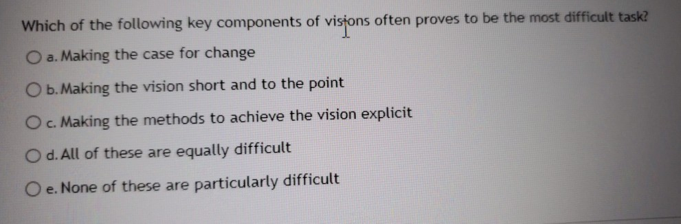 Solved Which of the following key components of visions | Chegg.com