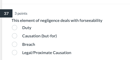 Solved 3 points This element of negligence deals with | Chegg.com
