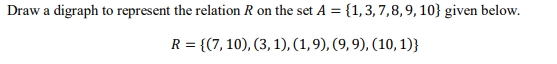 Solved Draw a digraph to represent the relation R on the set | Chegg.com