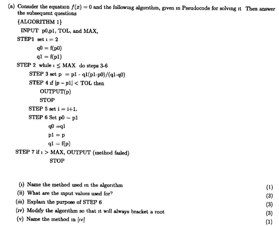 Solved (a) Consider the equation f(x) = 0 and the following | Chegg.com