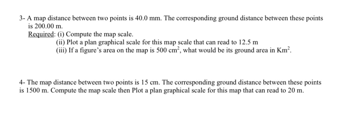 Solved 3- A map distance between two points is 40.0 mm. The | Chegg.com