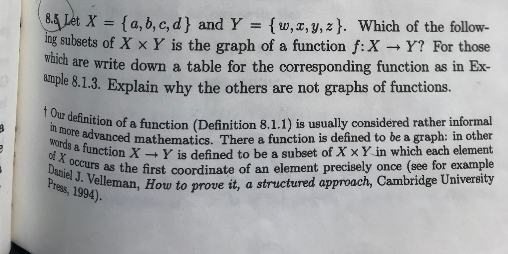 Solved 8-5 let X = { a,b,c,d) and Y = { u, x, y,z). Which of | Chegg.com