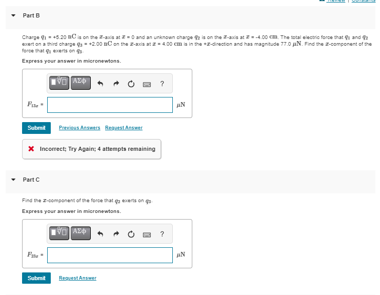Solved Charge q1=+5.20nC is on the x-axis at x=0 and an | Chegg.com